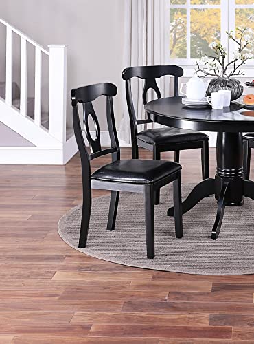 Lepfun Classic Design 5pc, Round Side Upholstered Cushion Fabric Upholstery Seat,Rubberwood Black Color Furniture for Dining Romm,Living Room,Easy to Assemble, Table Set with Chairs 4