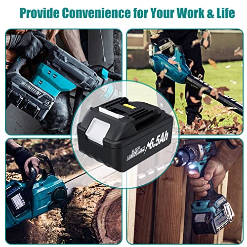Bonacell Upgraded 6.5Ah 18V Replacement for Makita 18V Battery Compatible with Makita 18 Volt Battery BL1860 BL1850 BL1840 BL1830 BL1820 BL1815B LXT400 Cordless Power Tools 2Packs