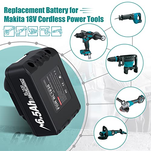 Bonacell Upgraded 6.5Ah 18V Replacement for Makita 18V Battery Compatible with Makita 18 Volt Battery BL1860 BL1850 BL1840 BL1830 BL1820 BL1815B LXT400 Cordless Power Tools 2Packs