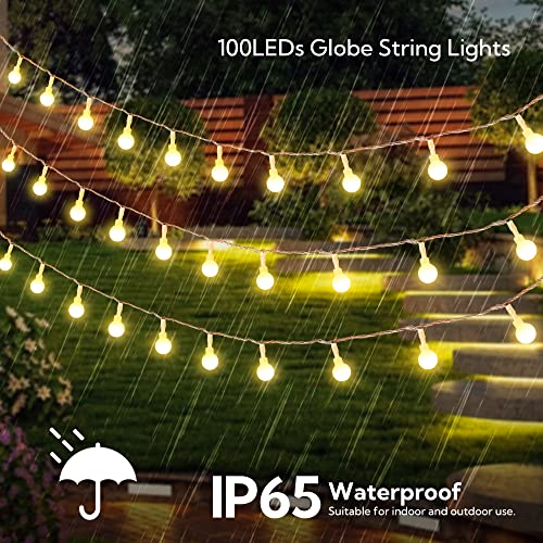 HEYFUNi 39ft 100 LED Globe String Lights Bedroom, Indoor String Lights with 8 Lighting Modes, Plug in Globe Fairy Lights for Bedroom Patio Party Outdoor Wedding Garden Decor