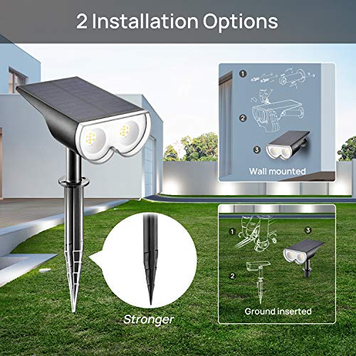Linkind StarRay Solar Outdoor Lights, IP67 Waterproof Solar Landscape Spotlights, 16 LEDs Solar Lights for Yard Garden Driveway Porch Walkway, Auto On/Off 3000K 2-in-1 Solar Wall Lights, 2 Pack