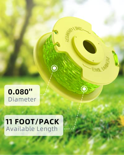 Weed Wacker String Compatible with Ryobi One Plus+ AC80RL3, 0.08'' String Trimmer Line,Weed Eater String Compatible with Ryobi 18V, 24V, 40V Trimmers(6 Replacement Spool, 1 Trimmer Cap Cover)…