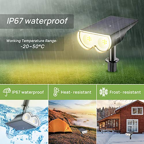 Linkind StarRay Solar Outdoor Lights, IP67 Waterproof Solar Landscape Spotlights, 16 LEDs Solar Lights for Yard Garden Driveway Porch Walkway, Auto On/Off 3000K 2-in-1 Solar Wall Lights, 2 Pack