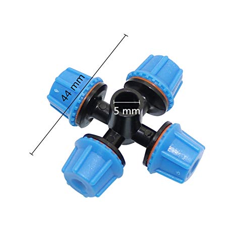 Greenhouse Micro Drip Irrigation 3 Sets of Cross 360 Degree Atomizing Nozzles with 6 Mm 6 Mm to 4/7 Mm Hose Connection Valve Garden Irrigation Watering Kit
