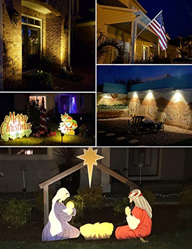 BOHON Solar Outdoor Lights Waterproof Solar Spot Lights Outdoor Spotlight 2-in-1 Wall Lights Auto On/Off Security Night Lights for Landscape Lighting Yard Patio Garden Deck Pathway 2 Pack (Warm White)