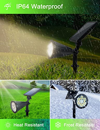 BOHON Solar Outdoor Lights Waterproof Solar Spot Lights Outdoor Spotlight 2-in-1 Wall Lights Auto On/Off Security Night Lights for Landscape Lighting Yard Patio Garden Deck Pathway 2 Pack (Warm White)