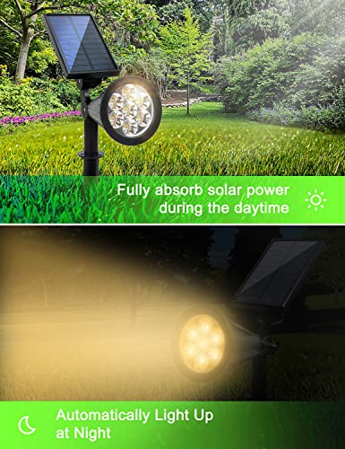 BOHON Solar Outdoor Lights Waterproof Solar Spot Lights Outdoor Spotlight 2-in-1 Wall Lights Auto On/Off Security Night Lights for Landscape Lighting Yard Patio Garden Deck Pathway 2 Pack (Warm White)