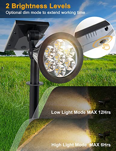 BOHON Solar Outdoor Lights Waterproof Solar Spot Lights Outdoor Spotlight 2-in-1 Wall Lights Auto On/Off Security Night Lights for Landscape Lighting Yard Patio Garden Deck Pathway 2 Pack (Warm White)