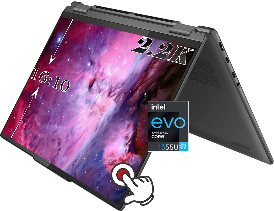 Lenovo Yoga 7i 14" 2.2K Touchscreen 16:10 2 in 1 0.69" Slim Laptop Intel Evo 10-Core i7-1355U 2 x Thunderbolt4 Wi-Fi 6 Long Battery Life - 12H Storm Grey Win11 W/Mouse Pad (16GB RAM | 1TB PCIe SSD)