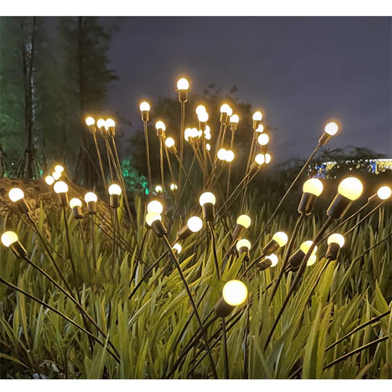 VeiledMoon Swaying Firefly Solar Lights for Garden,Waterproof Pathway Lights Decoration,Pack of 2,Bobbing About in The Breeze(6 Bulbs)