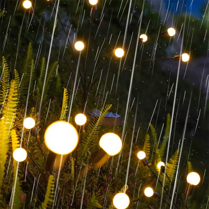 VeiledMoon Swaying Firefly Solar Lights for Garden,Waterproof Pathway Lights Decoration,Pack of 2,Bobbing About in The Breeze(6 Bulbs)