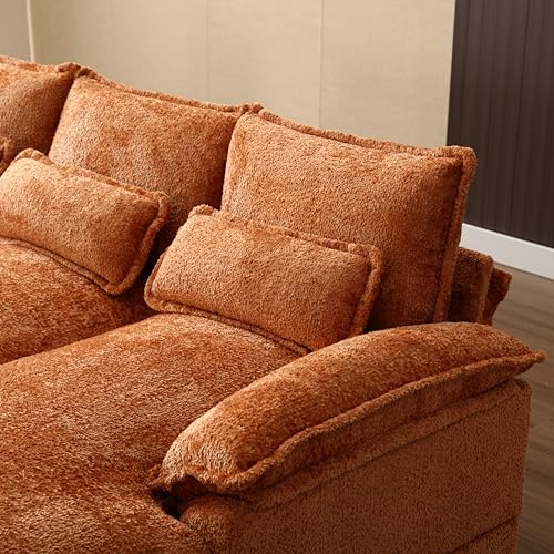 Verfur Deep Seat Modular Sectional Sofa with Double Chaise,110.63" Large Convertible Symmetrical Couch with Solid Wood Legs, Comfy Upholstery Sofa & Couch for Living Room Furniture Set