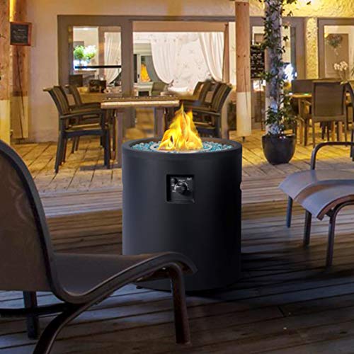 BALI OUTDOORS 23 inch Propane Gas Fire Pits, 50,000 BTU Round Gas Fire Pit with Fire Glass, Column Fire Bowl for Outdoor, Garden, Patio, Backyard