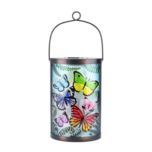 Afirst Hanging Solar Lantern - Decorative Outdoor Glass Solar Butterfly Lights Waterproof LED Tabletop Lamp for Garden Yard Patio Decor