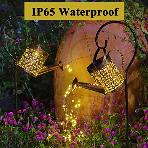 Lysliv Watering Can Solar Outdoor Lights Garden Decor, 36 LED Solar Lights Outdoor Waterproof Decorations,Warm White String Lights Hanging Solar Lantern Retro Metal Gifts for Patio Yards (1 Pack)