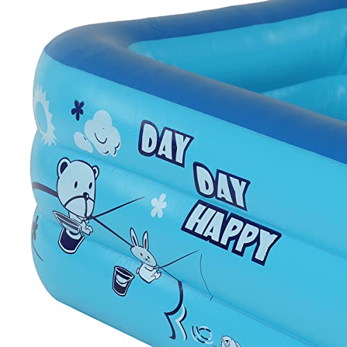 PVC Inflatable Swimming Pool Children Adult Square Bathing Tub Outdoor Garden Home 1.8M/3