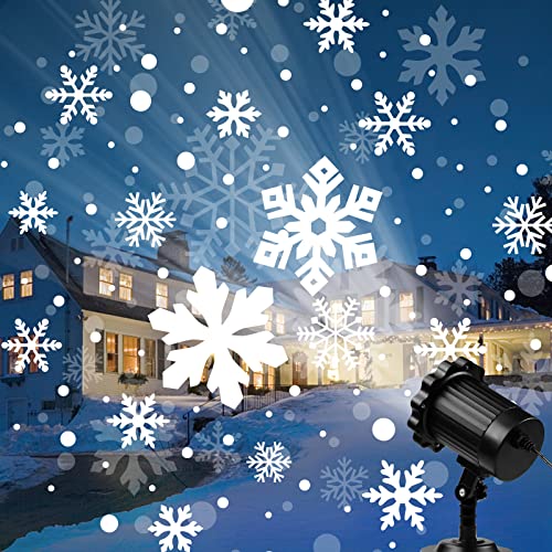 2022 Newest Snowfall Christmas Light Projector, Indoor Outdoor Holiday Night Light Projector, Rotating Snow Falling Projector Lamp for Halloween Xmas New Year Gift Wedding Garden Landscape Decorative
