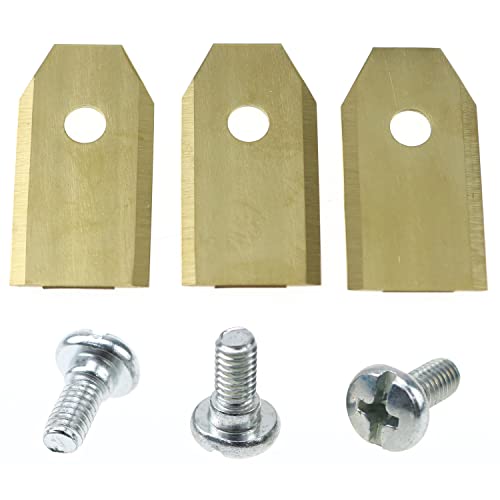 LUORNG Lawn Mower Blade 3 Sets Trimmer Blade with Screws Lawn Mower Grass Replacement Trimmer Cutter Piece Golden Lawn Robot Blade for Husqvama Automatic Moving Machine Garden Robotic Lawnmower Tools