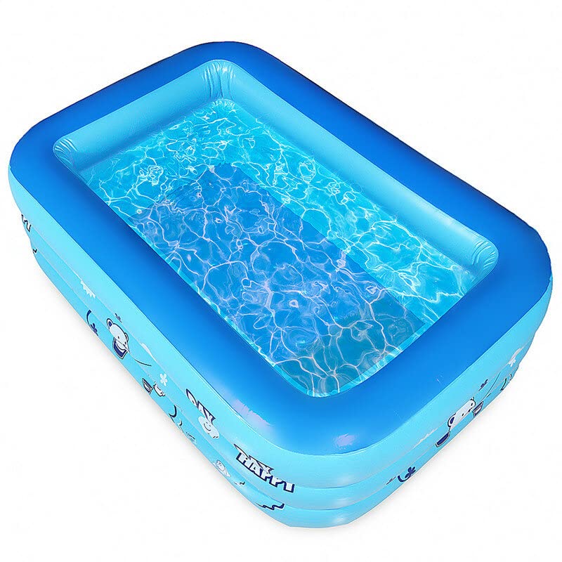 PVC Inflatable Swimming Pool Children Adult Square Bathing Tub Outdoor Garden Home 1.8M/3