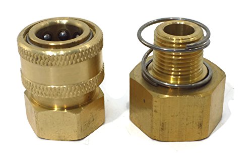 MTM Brass Pressure Washer Garden Hose Adapter (w/Spring & Filter) & Quick Connect Coupler