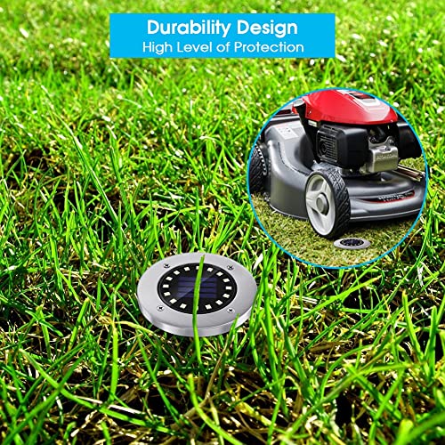 NFESOLAR Solar Outdoor Lights with 16 LEDs, Blue Color Bright Solar Ground Lights Outdoor, Waterproof Solar Disk Lights for Pathway Garden Yard Lawn Walkway Driveway (8 Pack)