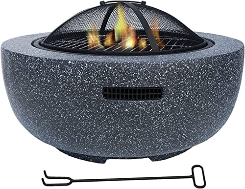 LEAYAN Garden Fire Pit Grill Bowl Grill Barbecue Rack Fire Pit Outdoor fire Pit, Heater with mesh Sparkle Screen Cover, Suitable for Garden, Picnic Terrace and Backyard Heating, Black