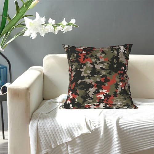 RLDOBOFE Camo Print Throw Pillow Covers Decorative Pillow Cover Square Cushion Cases Soft Cushion Cover Throw Sofa Pillow Case for Home Decor Living Room Bed Couch Car 16"x16"