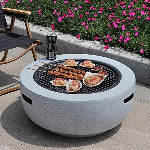 LEAYAN Garden Fire Pit Grill Bowl Grill Barbecue Rack Fire Pit Outdoor fire Pit, Heater with mesh Sparkle Screen Cover, Suitable for Garden, Picnic Terrace and Backyard Heating, Black