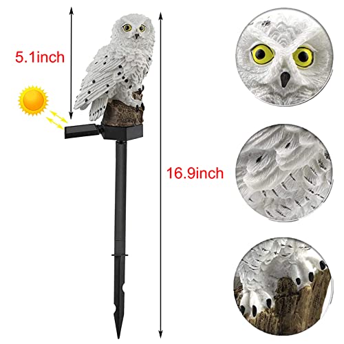 FLJZCZM Owl Figurine Solar LED Lights, Resin Garden Waterproof Decorations with Stake for Outdoor Yard Pathway Outside Patio Lawn Decor to Scare Birds Away