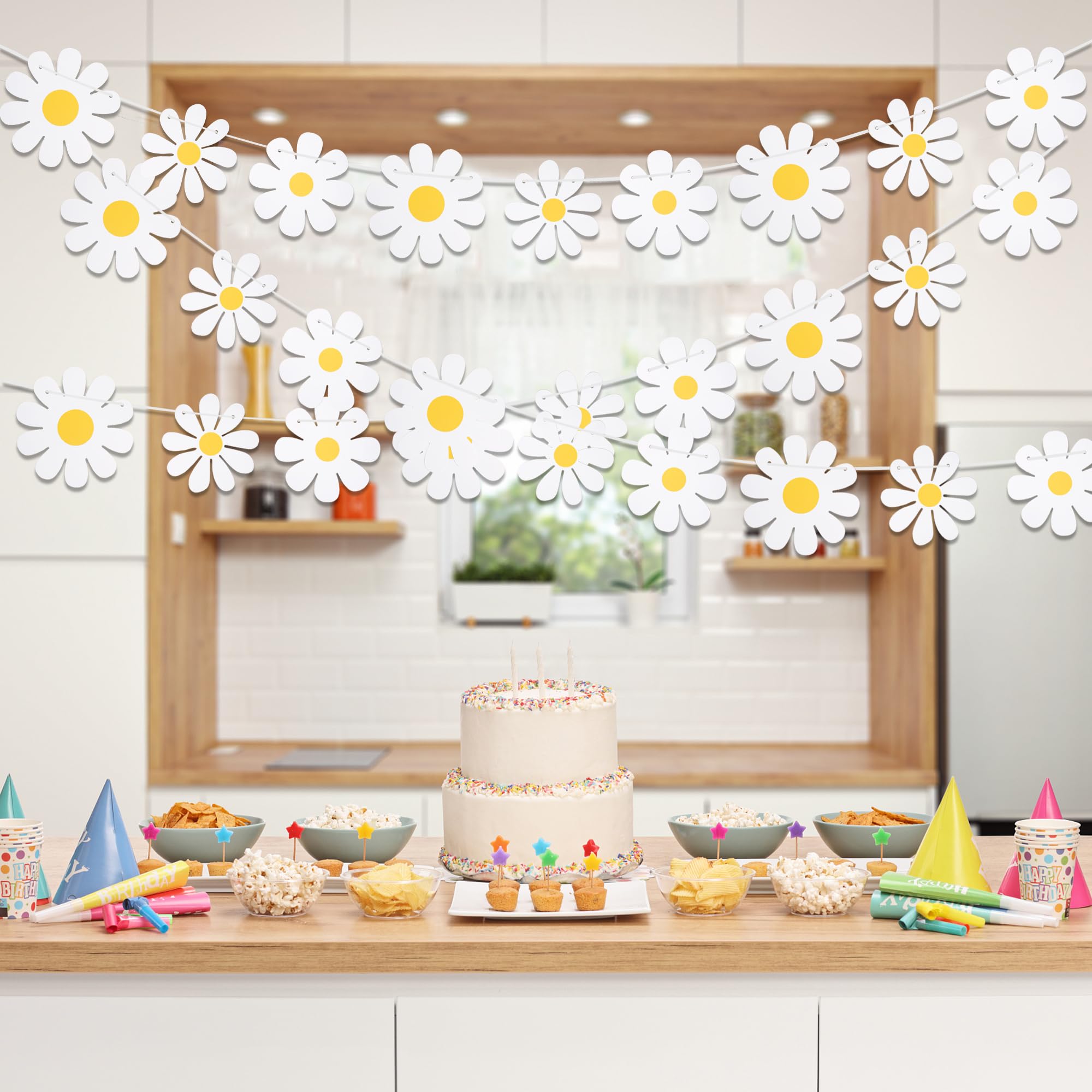 Set of 6 Groovy Daisy Banner Boho Daisy Garland Party Decorations Boho Hippie Daisy Flower Hanging Banners for Birthday Baby Shower Groovy Home Party Decor