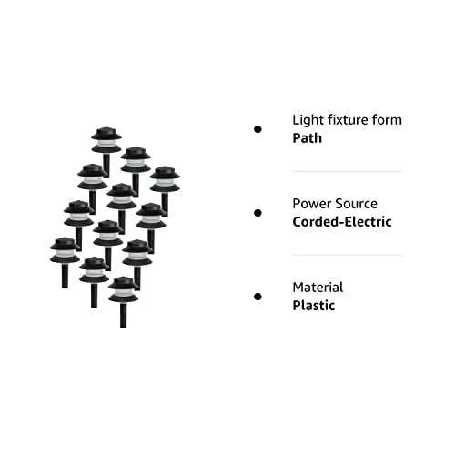 Paradise GL22627 Low Voltage Plastic 4W Path Light (Black, 12 Pack)
