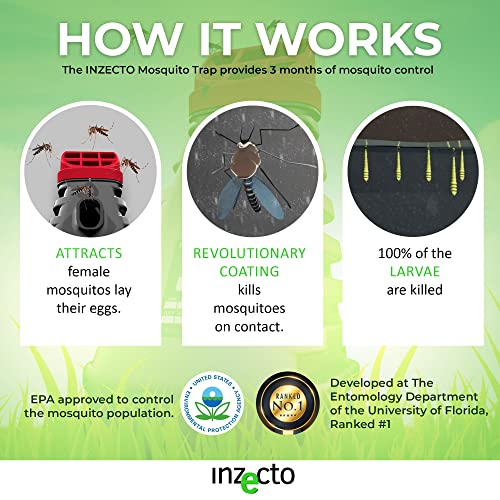 INZECTO Mosquito Trap - Device to Effectively Attract Mosquitoes and Kill Larvae - Revolutionary Outdoor Mosquito Solution Simply Activated by Water (2 Trap)
