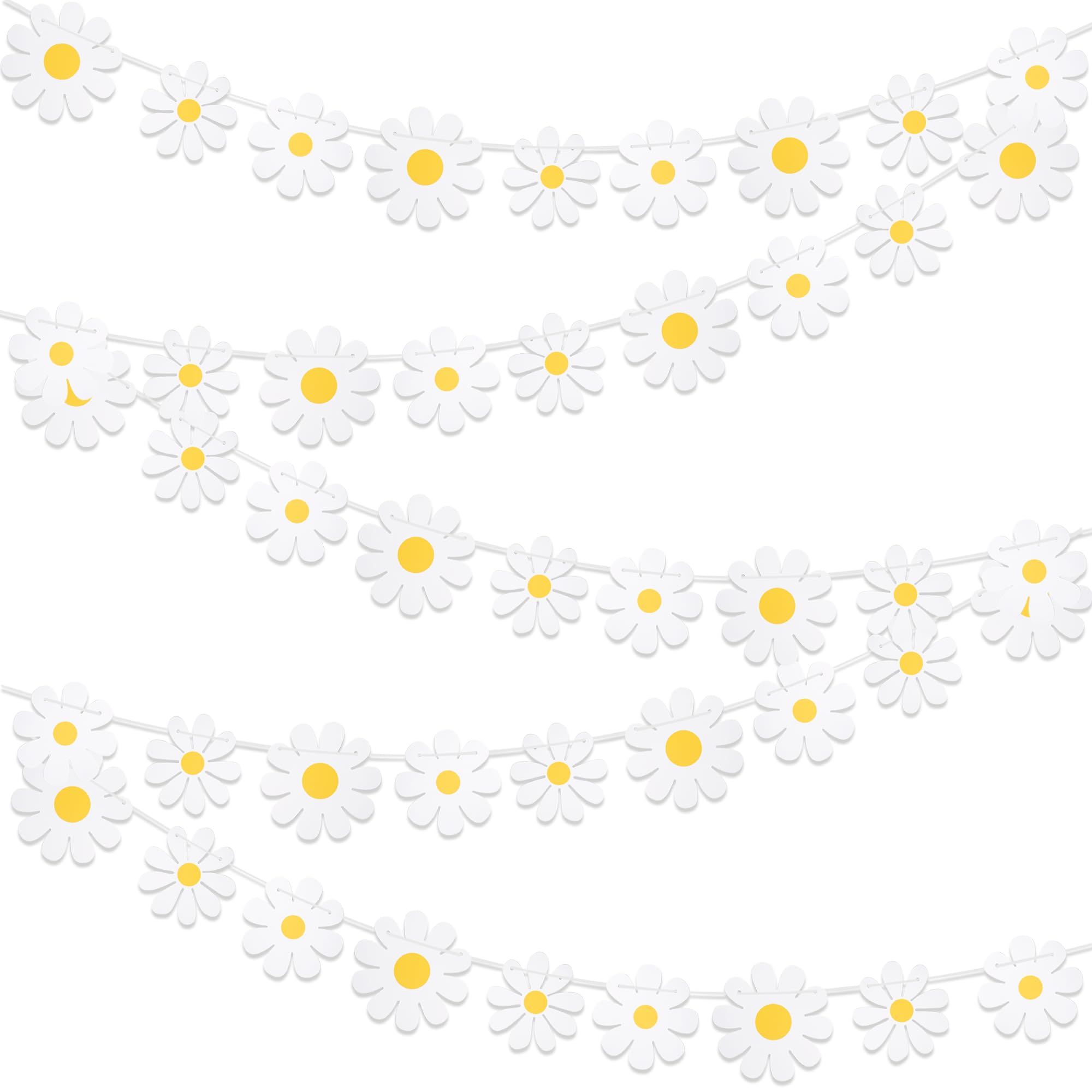 Set of 6 Groovy Daisy Banner Boho Daisy Garland Party Decorations Boho Hippie Daisy Flower Hanging Banners for Birthday Baby Shower Groovy Home Party Decor