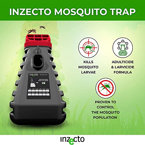 INZECTO Mosquito Trap - Device to Effectively Attract Mosquitoes and Kill Larvae - Revolutionary Outdoor Mosquito Solution Simply Activated by Water (2 Trap)