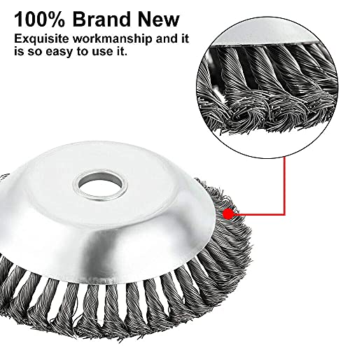 Kink Wire Wheel Brush,Rotary Weed Brush, Lawn Mower Grass Brush Trimmer Head, Straight-axis Gas Trimmer, Weed Trimmer, Rust Remover.Thickened Steel Wire wear-Resistant Spring Steel Wire Wheel.