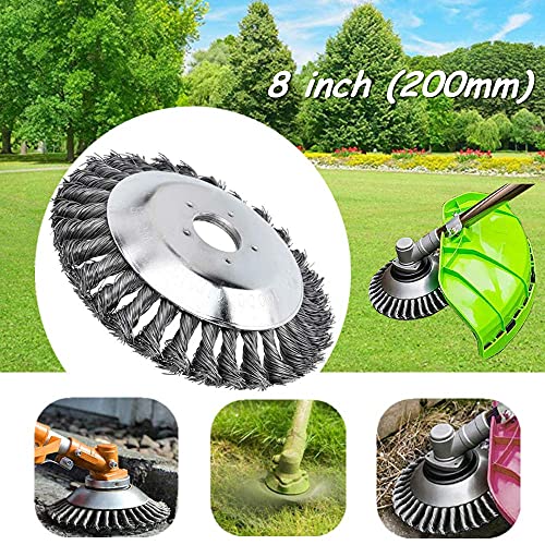 Kink Wire Wheel Brush,Rotary Weed Brush, Lawn Mower Grass Brush Trimmer Head, Straight-axis Gas Trimmer, Weed Trimmer, Rust Remover.Thickened Steel Wire wear-Resistant Spring Steel Wire Wheel.