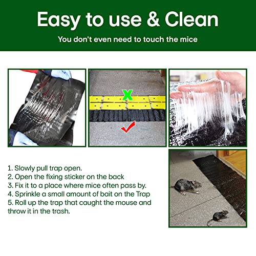 ELEGENZO Sticky Mouse Trap Mouse Traps Indoor for Home Rat Traps That Work for Trapping Snakes Rats Spiders Roaches & Other Rodents,3 transparent