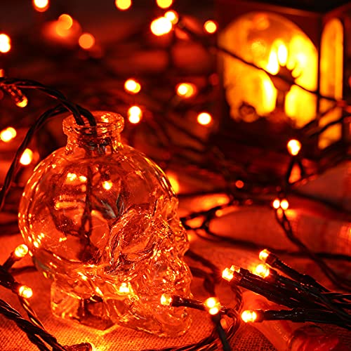 200LED Halloween Orange Lights, 72ft Decoration Solar String Lights, Waterproof Solar Fairy Lights for Gardens, Backyard, Balcony, Party, Holiday, Camping Decor (1 Pack, Orange)