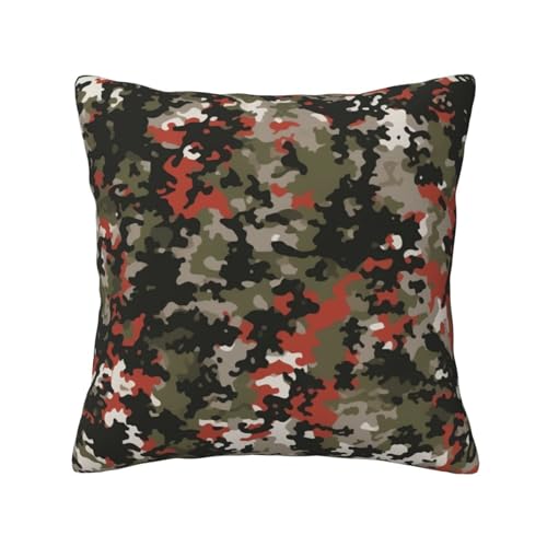 RLDOBOFE Camo Print Throw Pillow Covers Decorative Pillow Cover Square Cushion Cases Soft Cushion Cover Throw Sofa Pillow Case for Home Decor Living Room Bed Couch Car 18"x18"