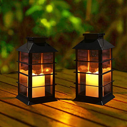 AicooFest Solar Lantern Outdoor Hanging Solar Candle Lights Decorative Table Lantern Waterproof Flameless LED Candles for Your Home Garden Table Patio