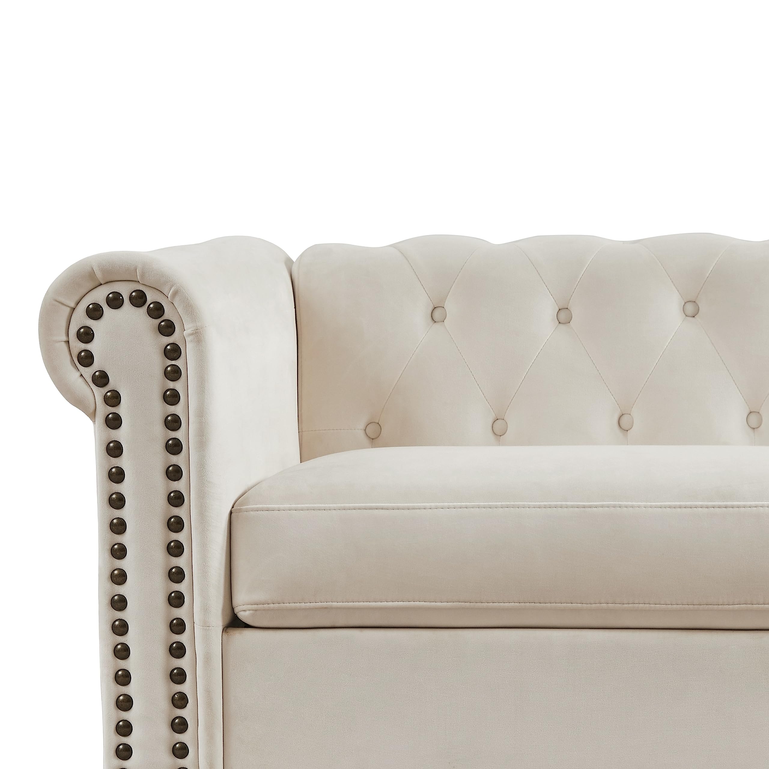 LKTART Modern Sofa Couch Upholstered Comfy Sofa Tufted Couch with Deep Seats, Chesterfield 3 Seater Sofa with 2 Pillows for Living Room Apartment Office Lounge White
