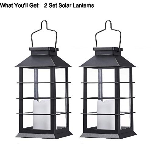 AicooFest Solar Lantern Outdoor Hanging Solar Candle Lights Decorative Table Lantern Waterproof Flameless LED Candles for Your Home Garden Table Patio