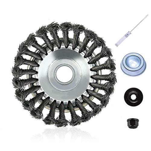Steel Wire Weed Trimmer Head Grass Brush Cutter with Adapter Kit for String Trimmers Garden Brush Cutting Head Metal Joint Twist Knot Lawn Mower for String Trimmers, Rust Removal, Lawn Mower (6 inch)