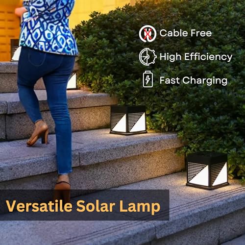 XYRIS 4x4 Solar Post Cap Lights, Solar Lights Pathway Solar Garden Lights Outdoor Waterproof, Fence Post Solar Lights, Solar Landscape Lights for Yard, Patio, Stair, Path, Driveway (Warm White)