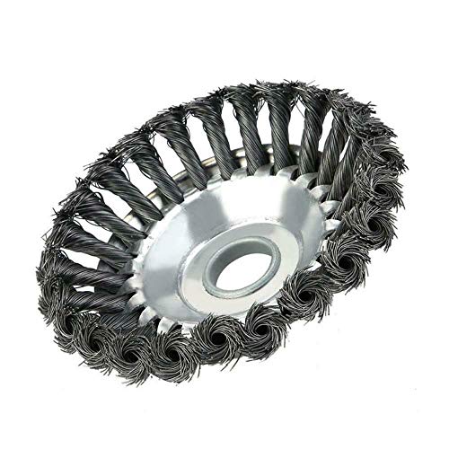 Steel Wire Weed Trimmer Head Grass Brush Cutter with Adapter Kit for String Trimmers Garden Brush Cutting Head Metal Joint Twist Knot Lawn Mower for String Trimmers, Rust Removal, Lawn Mower (6 inch)