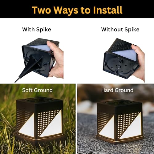 XYRIS 4x4 Solar Post Cap Lights, Solar Lights Pathway Solar Garden Lights Outdoor Waterproof, Fence Post Solar Lights, Solar Landscape Lights for Yard, Patio, Stair, Path, Driveway (Warm White)