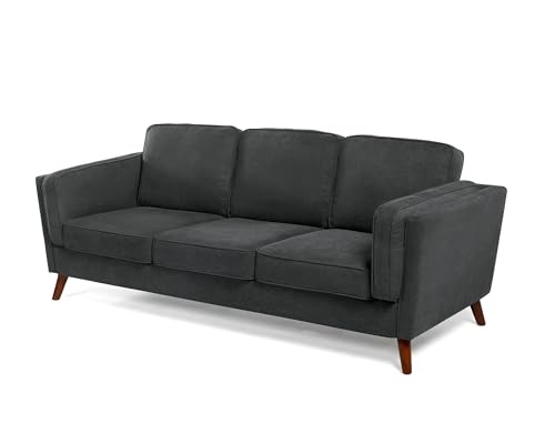 VanAcc Sofa, 87 inch Modern Sofa Couch with Embedded Arm Pillow- Deep Seat Sofa for Livingroom, Dark Grey