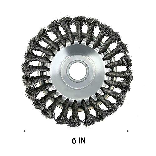 Steel Wire Weed Trimmer Head Grass Brush Cutter with Adapter Kit for String Trimmers Garden Brush Cutting Head Metal Joint Twist Knot Lawn Mower for String Trimmers, Rust Removal, Lawn Mower (6 inch)