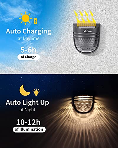 Whousewe Solar Fence Lights, LED Solar Deck Lights IP65 Waterproof Breathing/Constant Mode, Outdoor Solar Light for Fence, Yard, Garden, Garage, Stairway, Gate, Warm Light (6 Pack)
