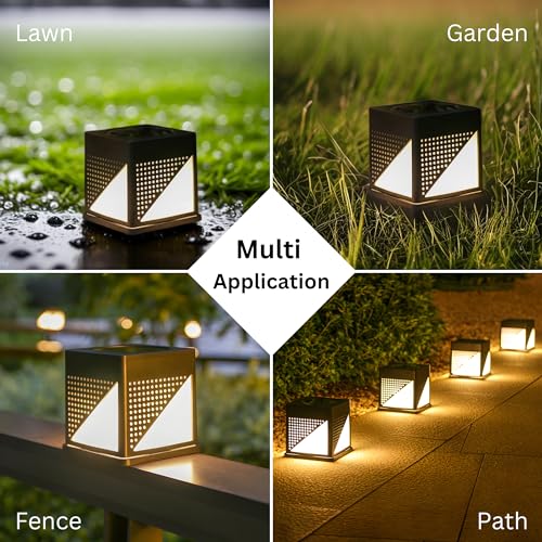 XYRIS 4x4 Solar Post Cap Lights, Solar Lights Pathway Solar Garden Lights Outdoor Waterproof, Fence Post Solar Lights, Solar Landscape Lights for Yard, Patio, Stair, Path, Driveway (Warm White)
